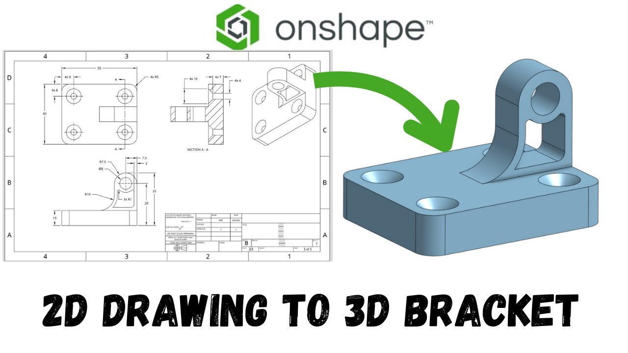 2D Drawing to 3D using Onshape - YouTube