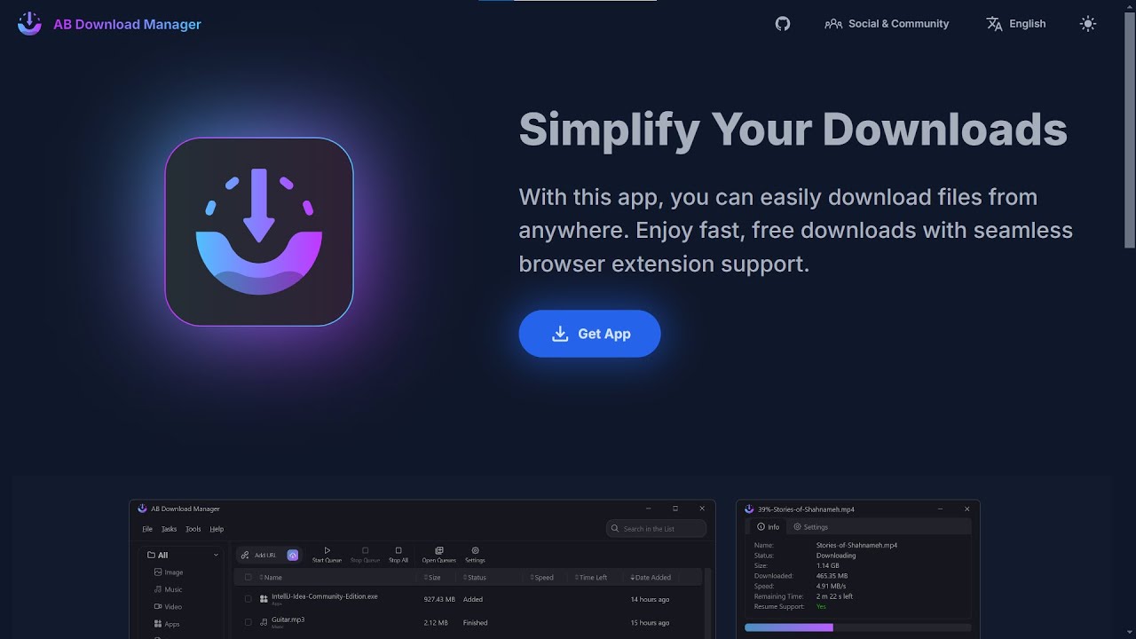 a beautiful, simple and easy-to-use downloader ab-download-manage - YouTube