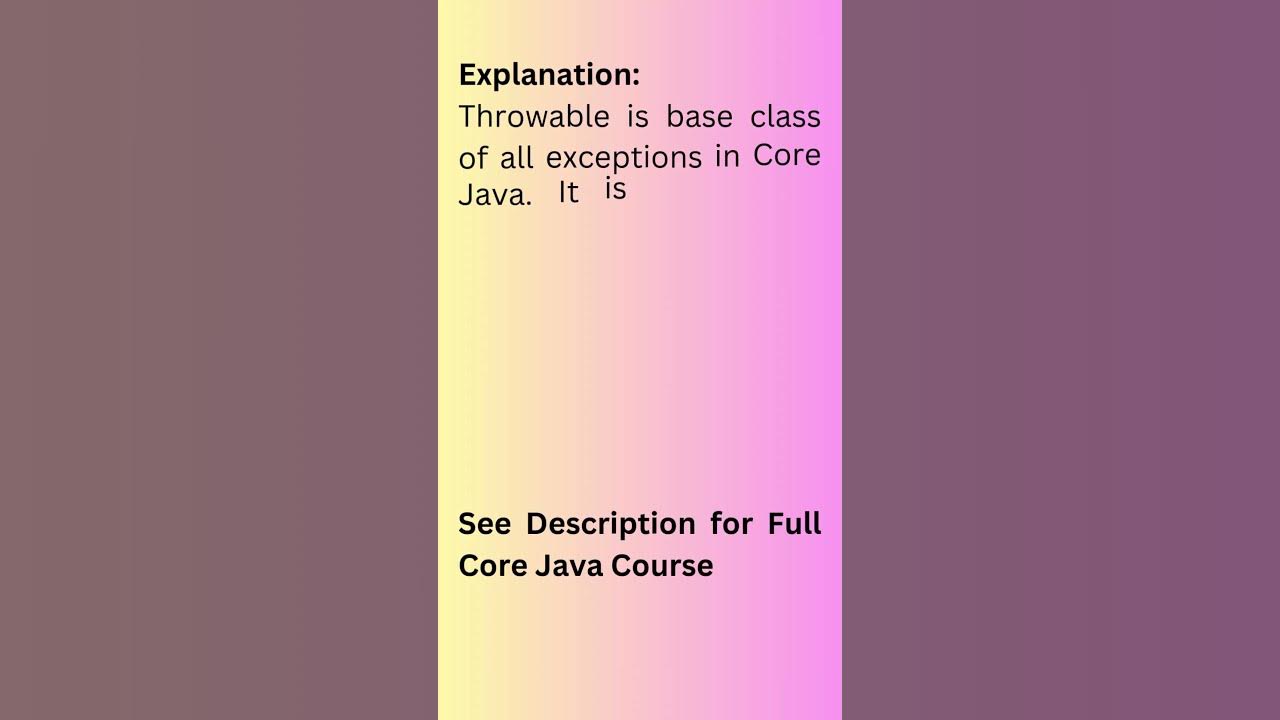 Java throwable baseclass #throwable #javamcqs #javaexception #javaexceptions #javainterview # ...