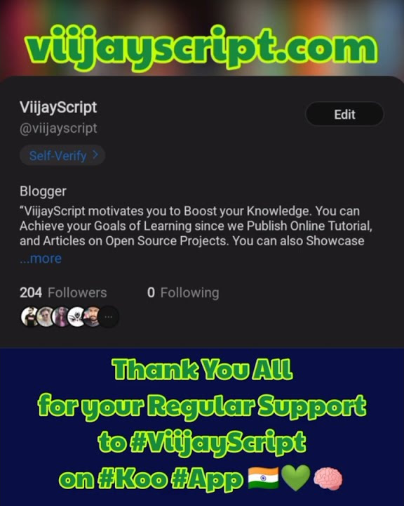 Thank You All for your Regular Support to #ViijayScript on #Koo #App 🇮🇳💚🧠 - YouTube