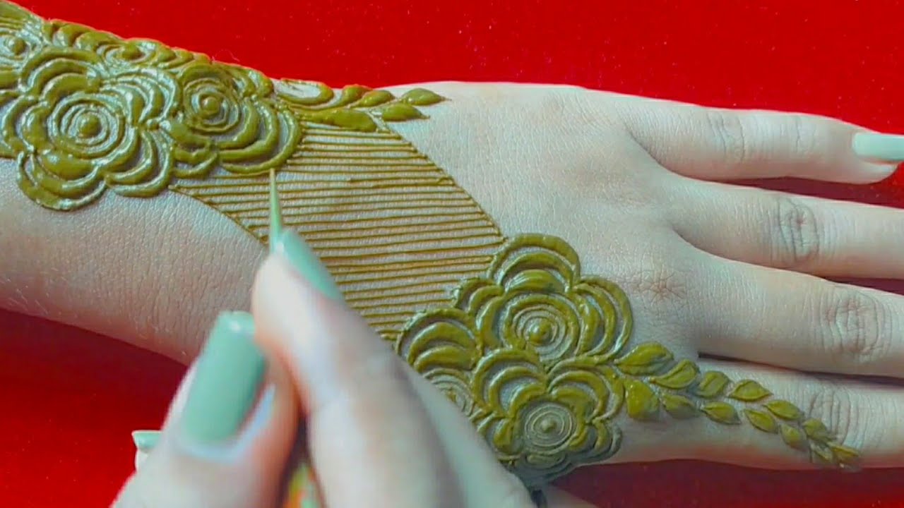 Floral mehndi design ll unique net henna design ll simple east ...