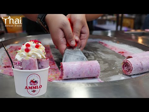 Homemade Ice Cream Rolls ロールアイス | Bangkok Street Food Night Market | Thai Street Food