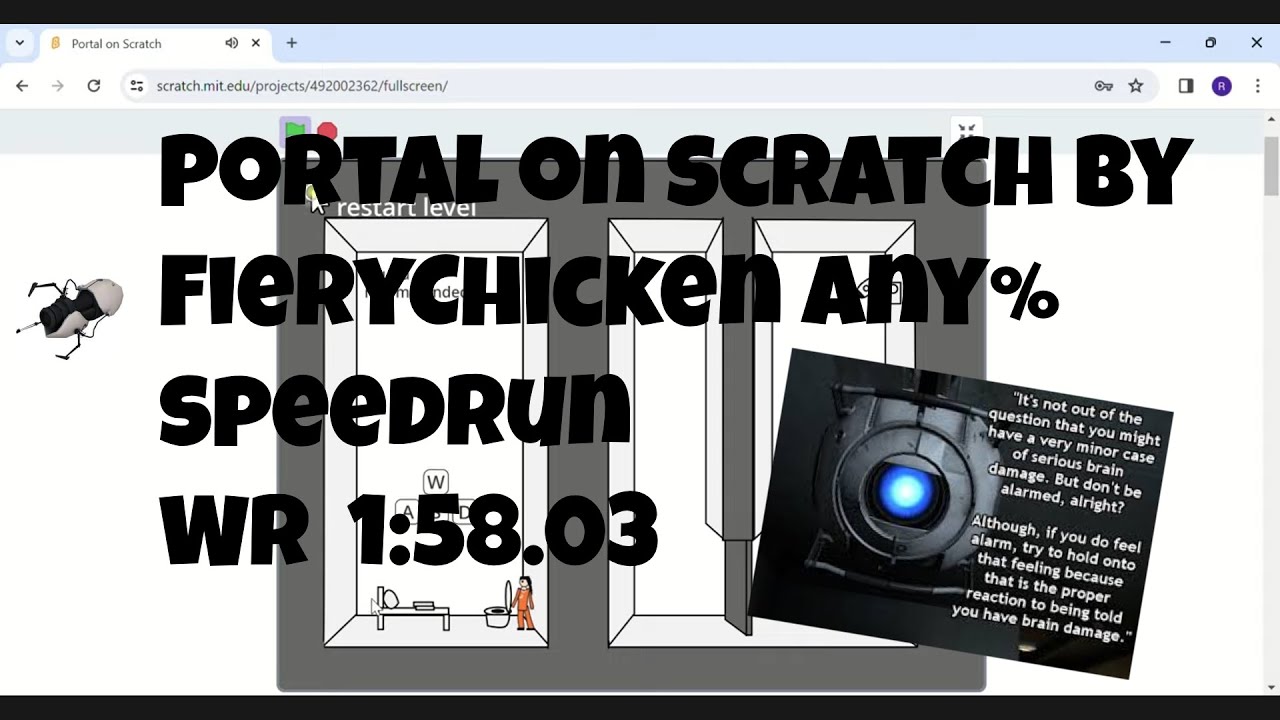 Portal on scratch by fierychicken Any% 1:58.03 (Former world record ...