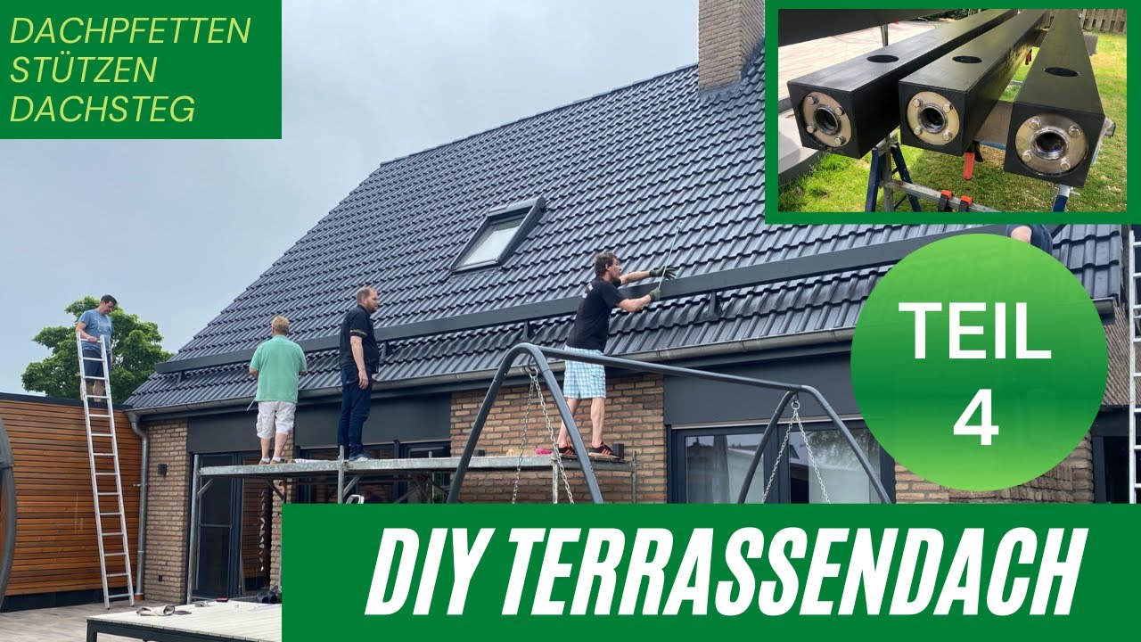 XXL Terrassendach DIY: Teil 4, Dachpfetten, Befestigung und Dachsteg ...