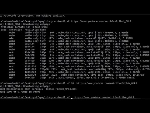 ffmpeg ve youtube-dl ile en kalietili video ve mp3  nasıl indirilir