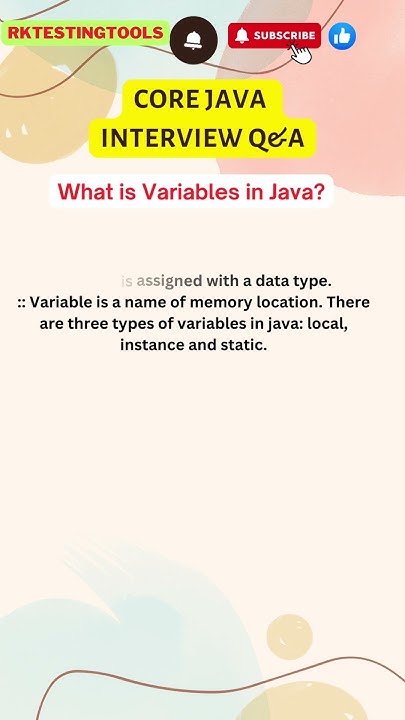 Core Java | Interview Q&A | What is Variables in Java? - YouTube