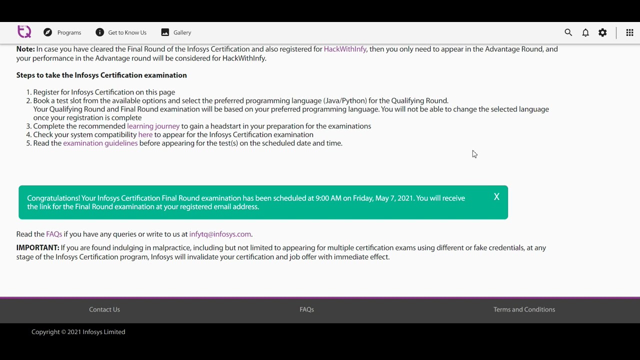 Infytq Final Round 2021| Result Out | Doubt Related to Advantage round and HackWithInfy - YouTube