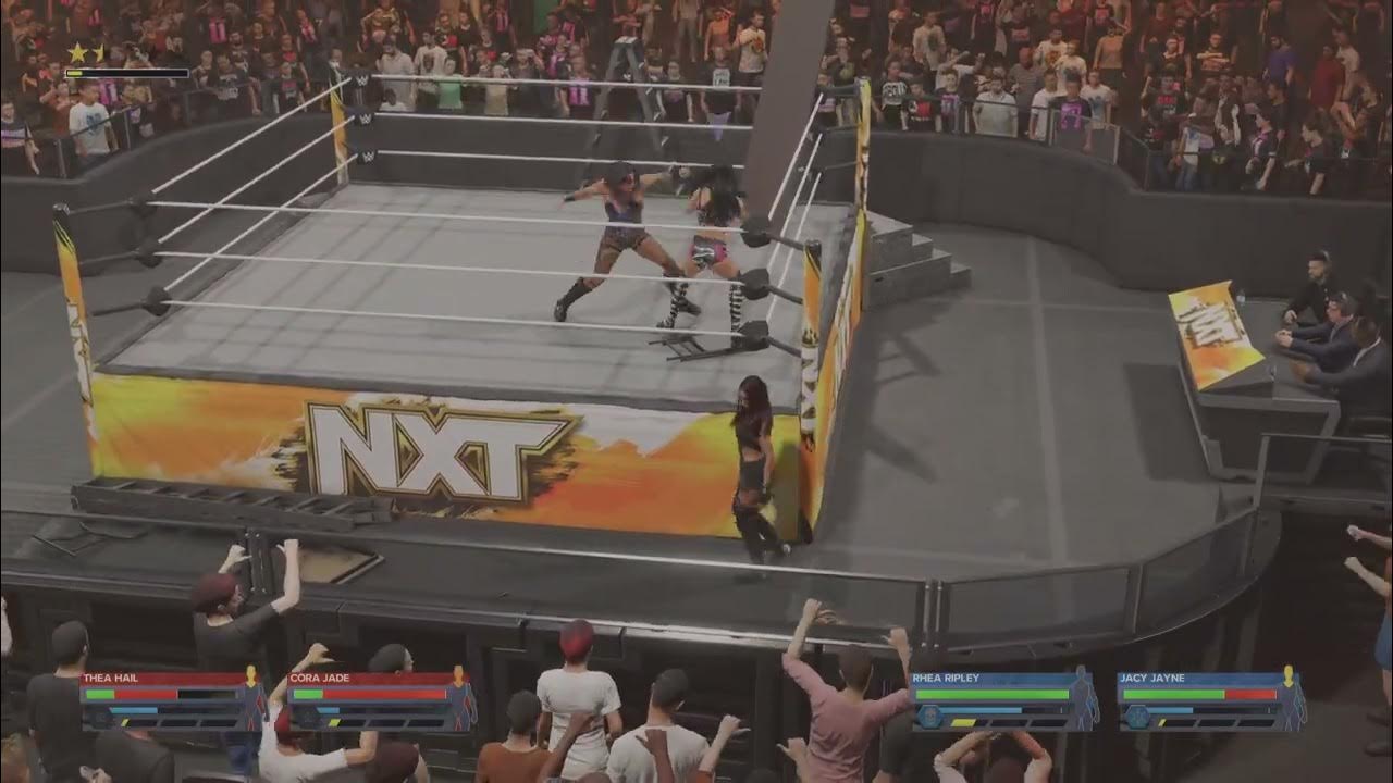 NXT , RheA RipLey , Jacy JaYnE vs CoRA JaDe , Thea HaiL , TLC match !! - YouTube