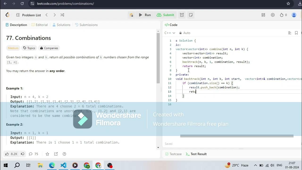 Leetcode.77. Combinations problem for Interview #whitecoding #leetcode77 #dsa #mediumproblem ...