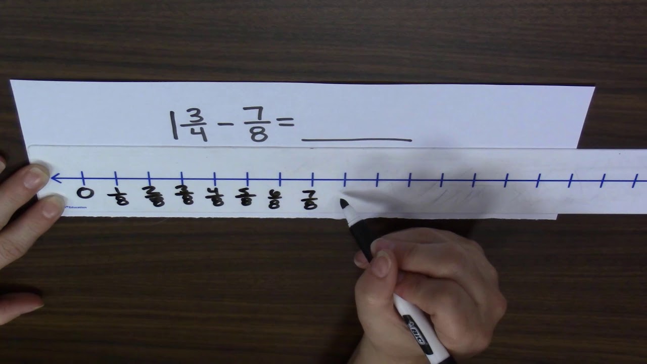 Subtraction of Fractions Using a Number Line - YouTube