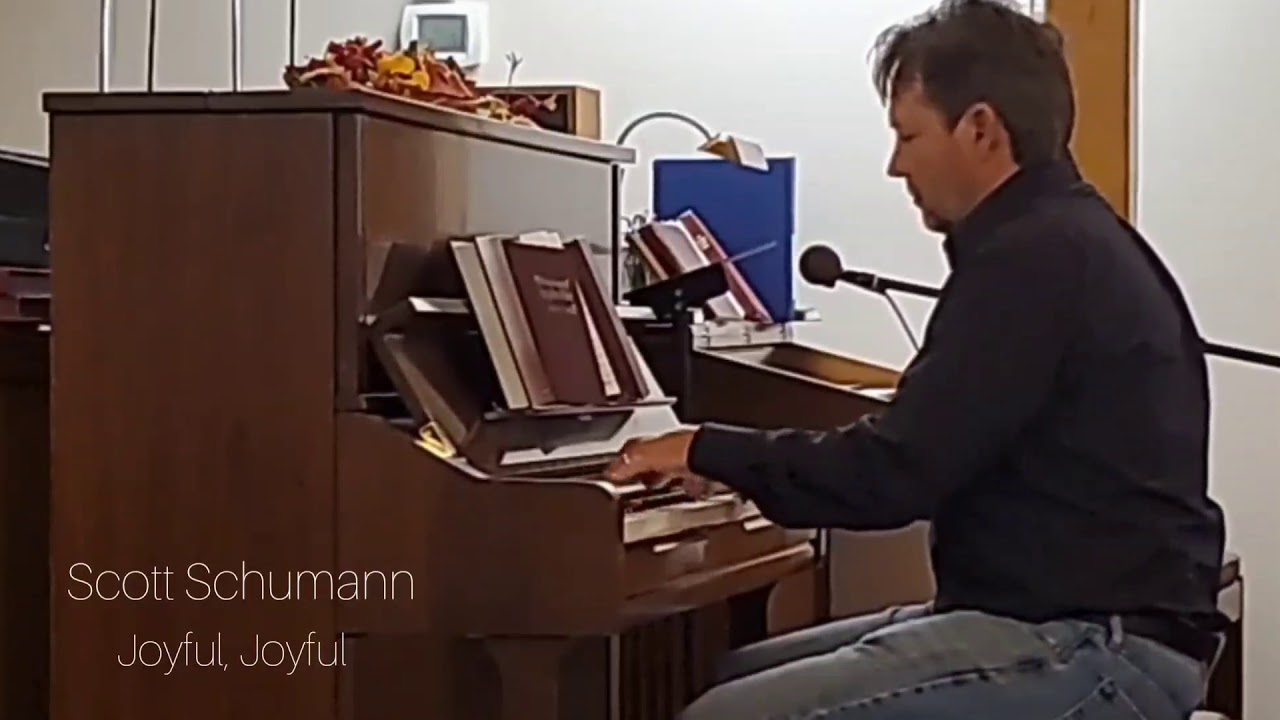 Scott Schumann plays arrangement of Joyful, Joyful on piano at Hollis ...