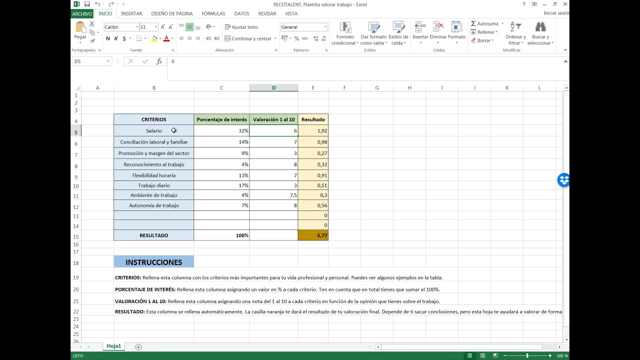 Tutorial + Plantilla Excel. Cómo valorar si cambiar o no de trabajo - YouTube