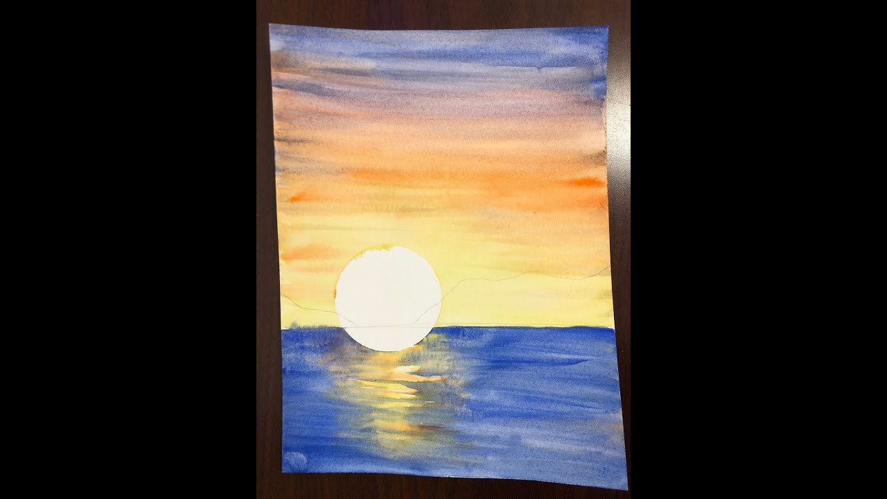 Watercolor Sunset Lake PART 1 - YouTube