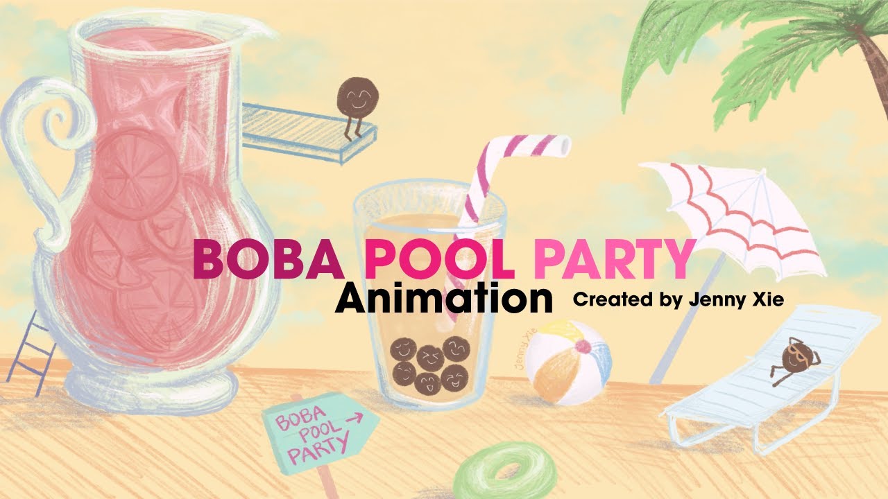 Boba Pool Party Animation - Created with Procreate - YouTube