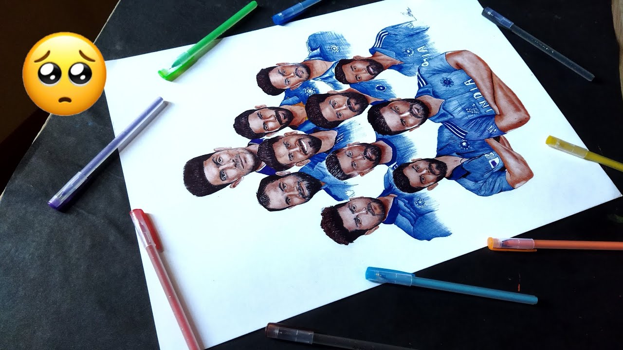 Indian Cricket Team Drawing #video #drawing #art #cricket - YouTube