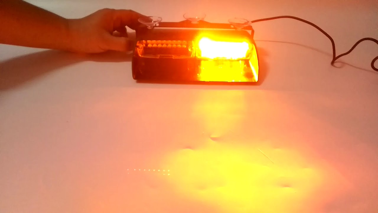 16 LED Amber/White Flashing Strobe Light Windshield Dash Emergency ...