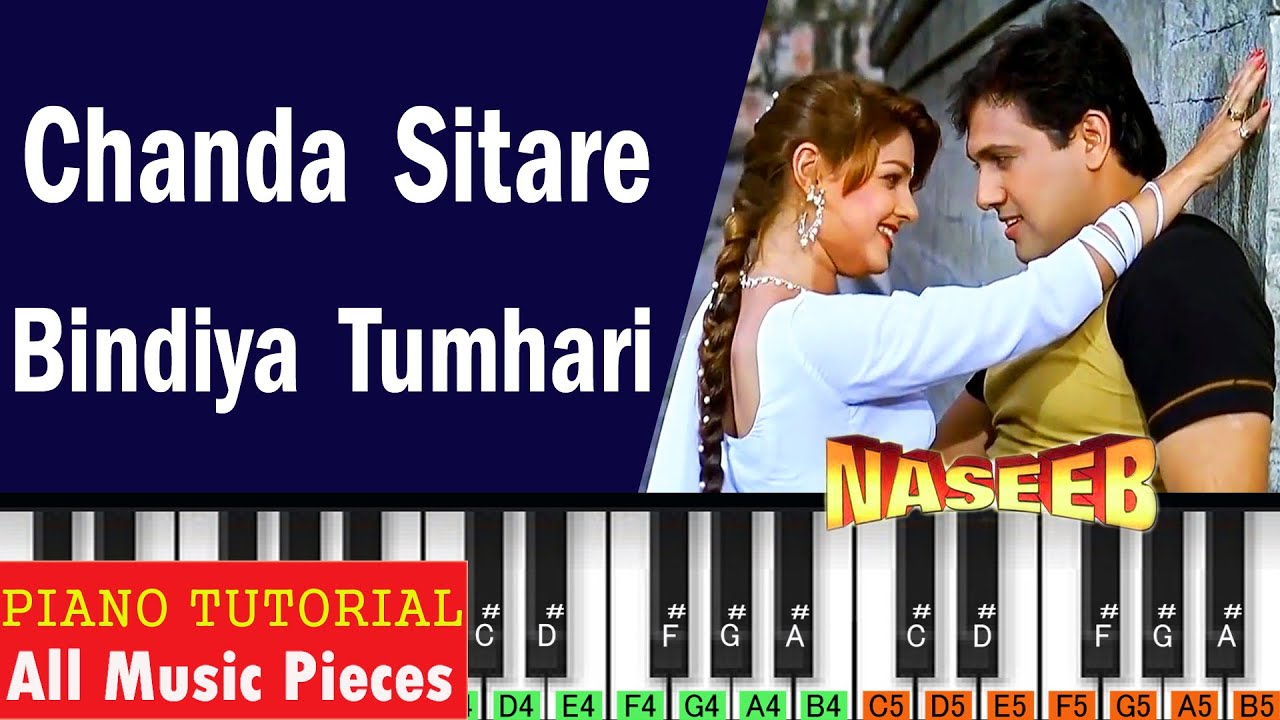 Chanda Sitare Bindiya Tumhari Piano Tutorial | Dandiya Song onPiano ...