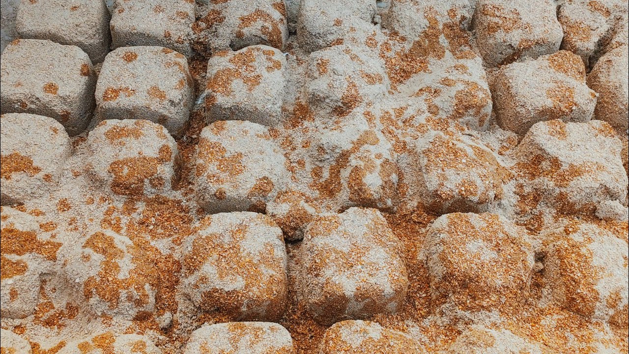 ASMR: yellow grainy texture crunchy crispy texture floor crumbling ...
