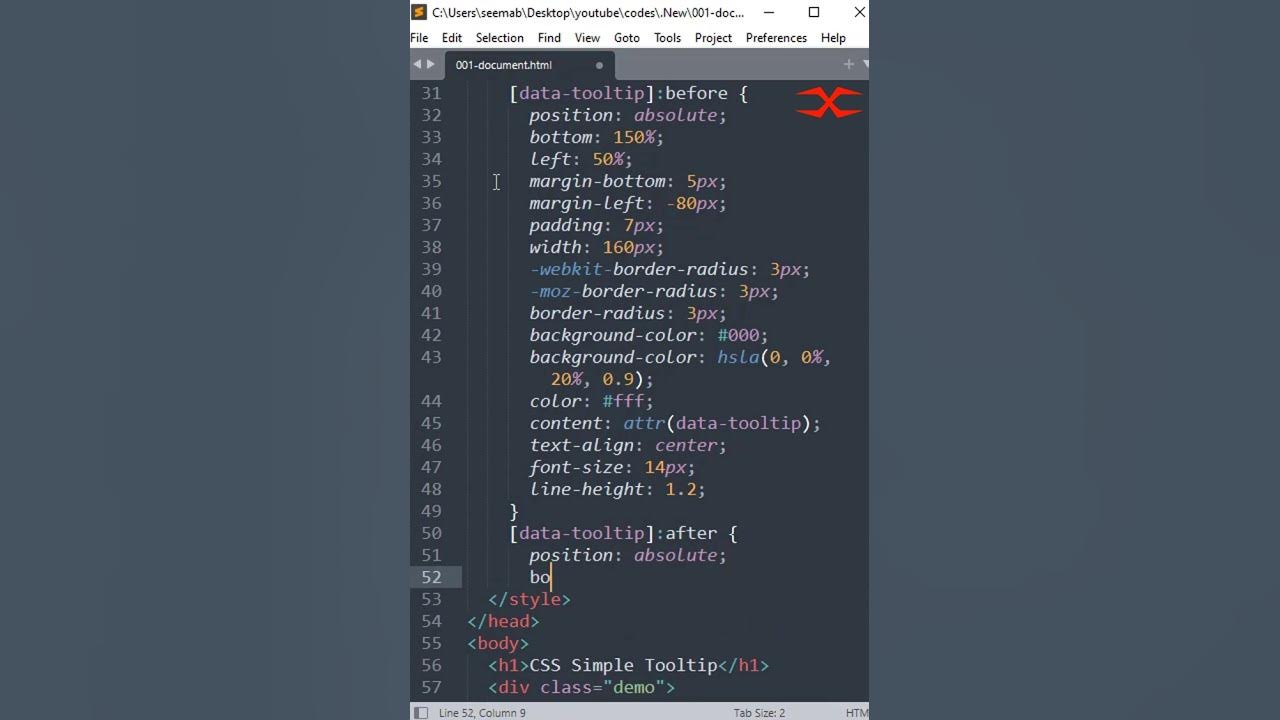 Tooltip | HTML CSS - YouTube