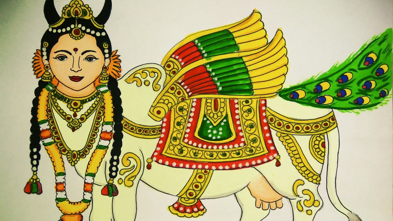 How to draw and paint goddess kamdhenu/step by step drawing and ...