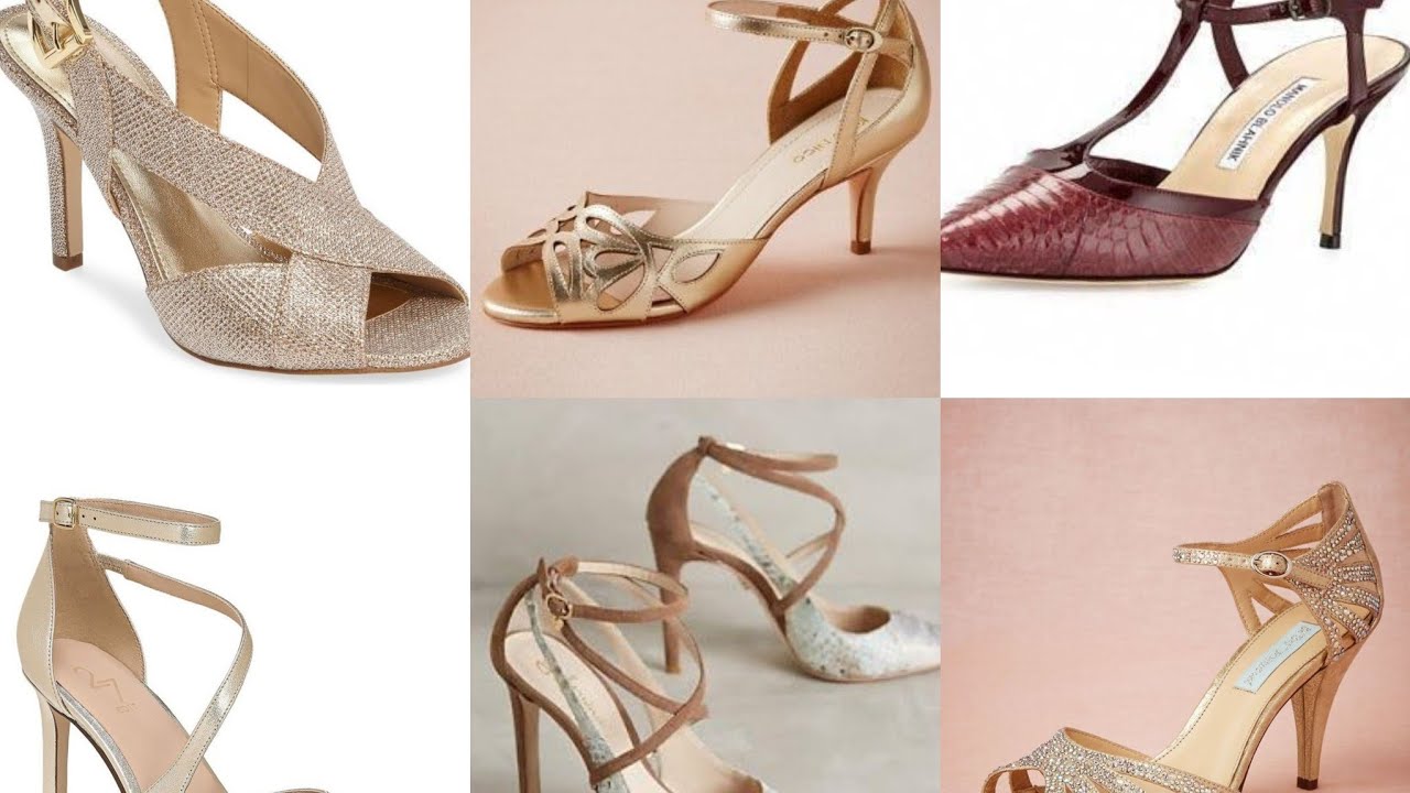 new arrival gold evening shoes sequened pointed toe chunky heels pumps ...