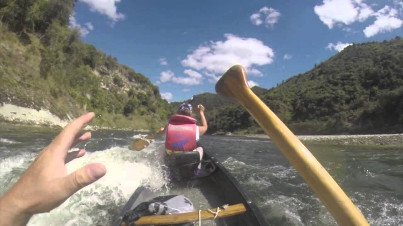 Canoeing down the Wanganui river in New Zealand. The 50 50 Rapids - YouTube