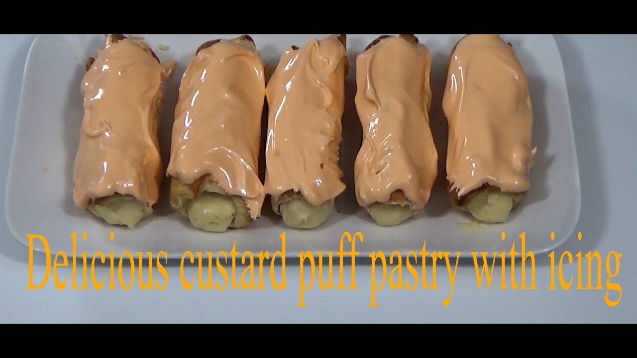 Custard puff pastry with icing - YouTube