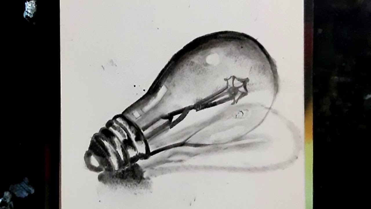 Charcoal sketching | Light bulb | Timelapse video | Sketching for ...
