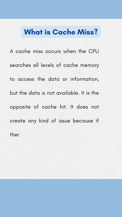 What is Cache Miss | Computer Fundamentals | - YouTube