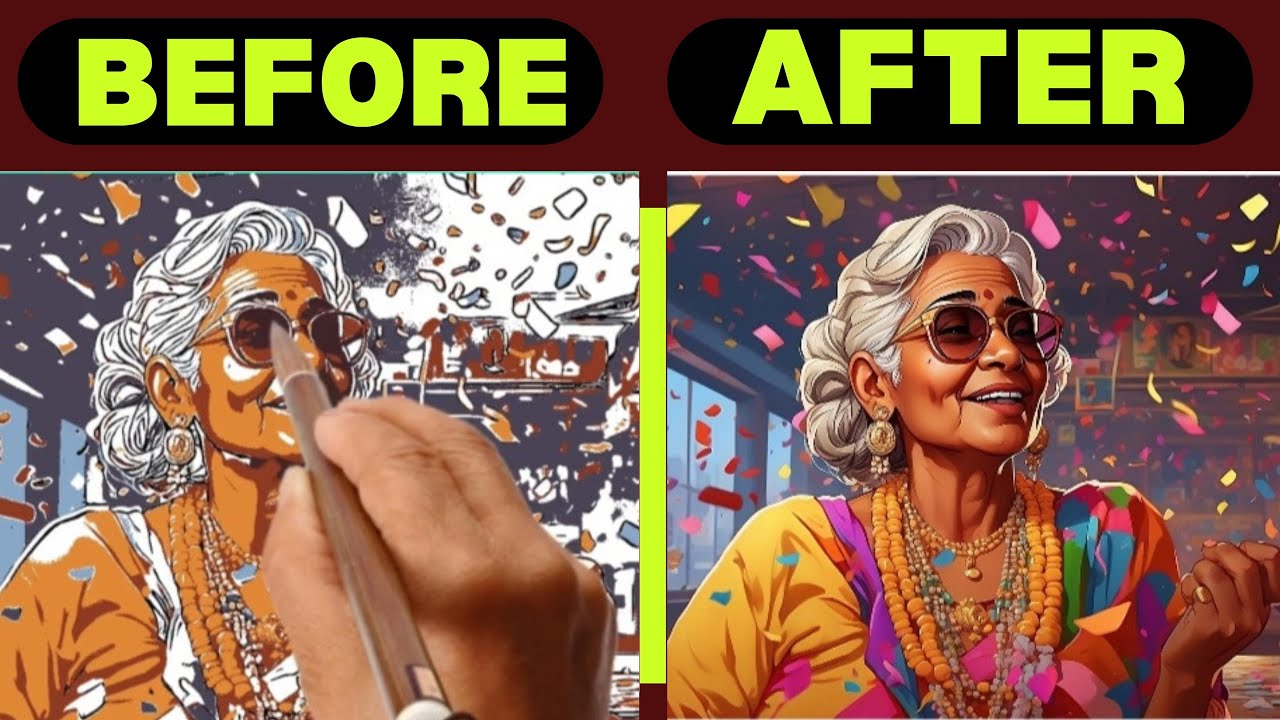 3D digital art with psycho design very fast in old lady - YouTube