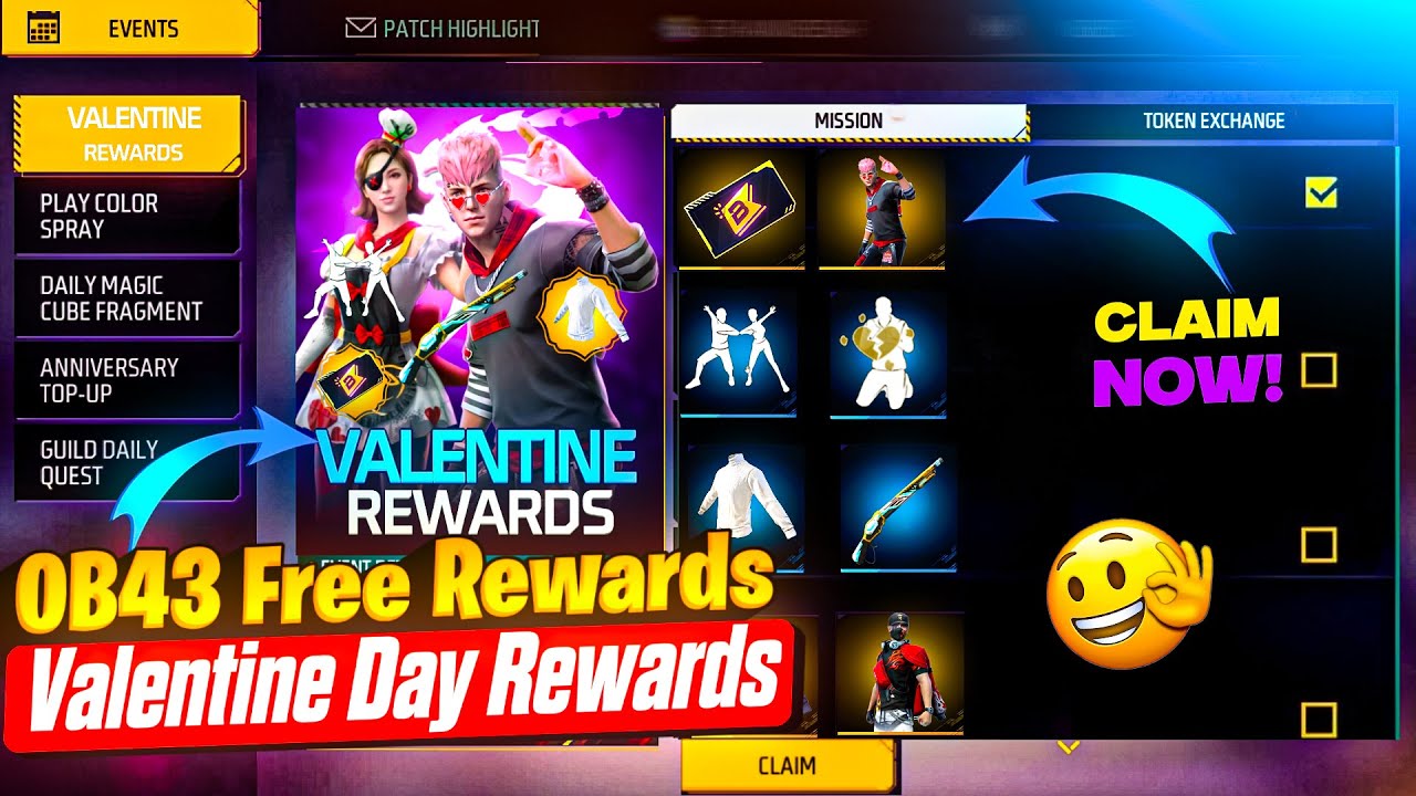 OB43 Patch Update Free Rewards & Valentine Day Rewards 😲 - New Bundles ...