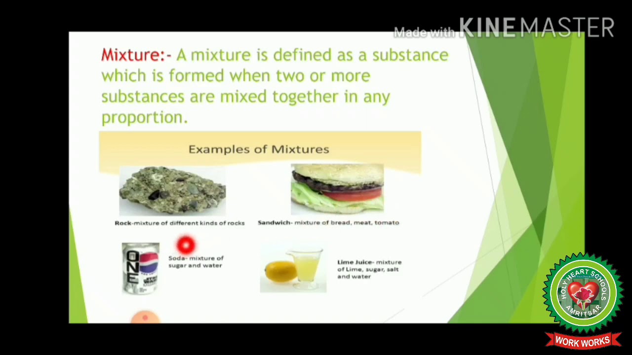 Pure and mixed substance |Class 6 |Science |Holy Heart Schools - YouTube