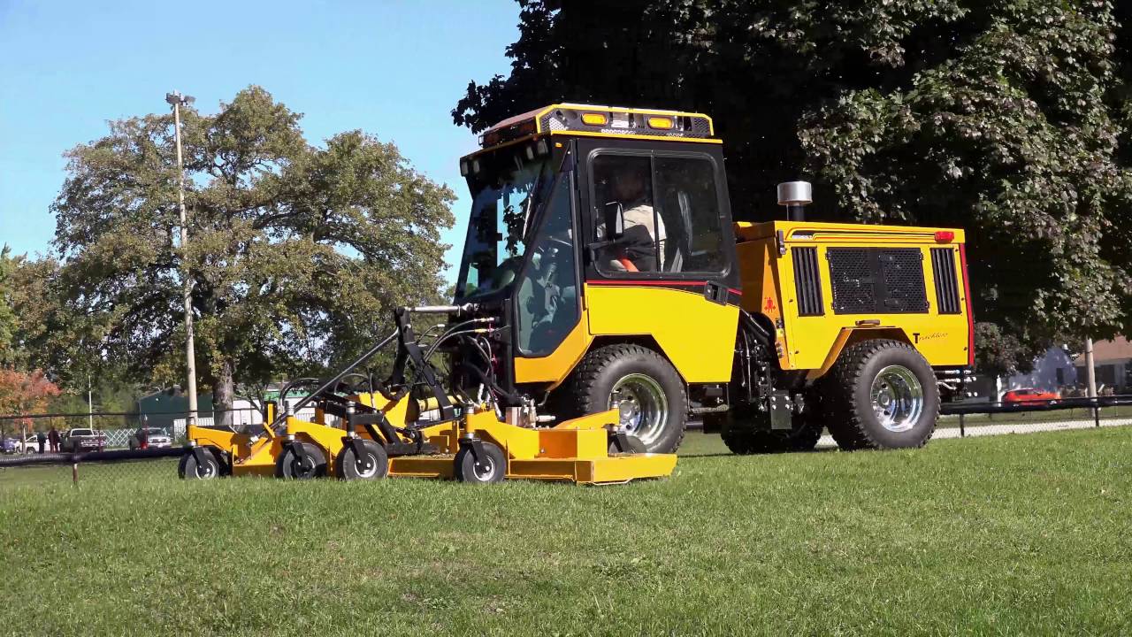 Trackless MT7 14' Rotary Finishing Mower - YouTube