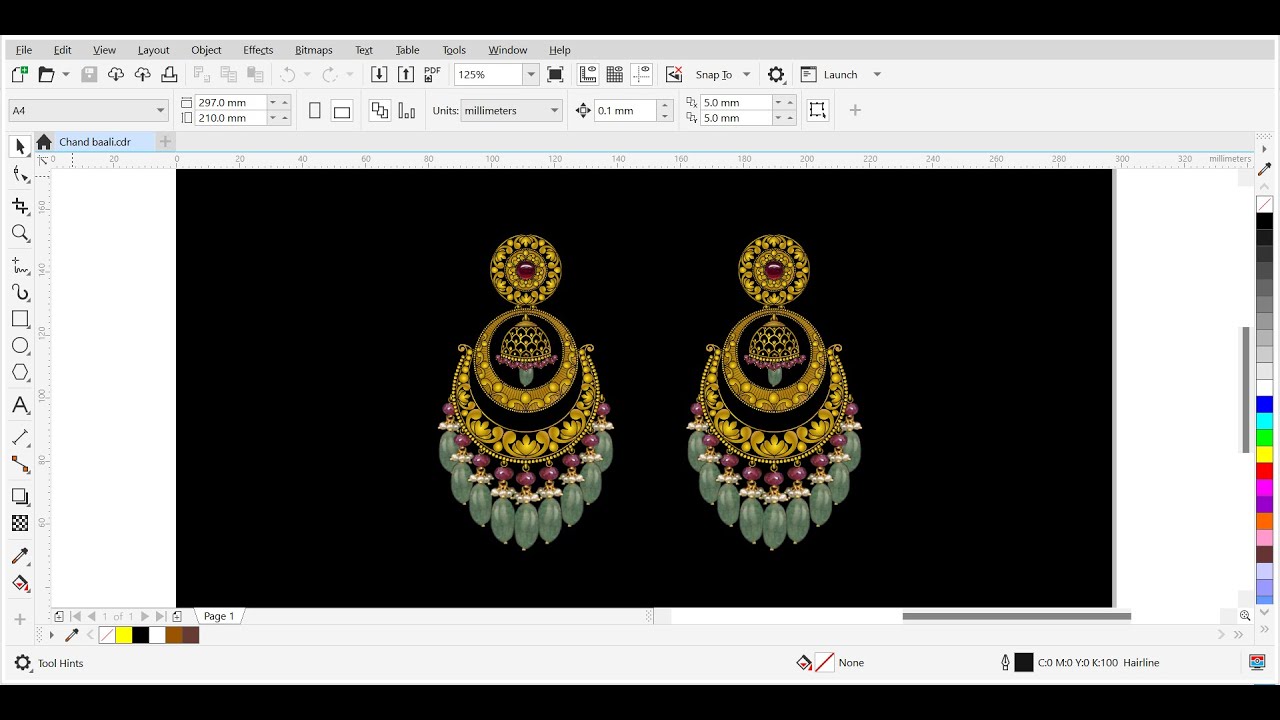How To Make Chandbaali In Corel Draw | Antique Jewellery | Traditional ...