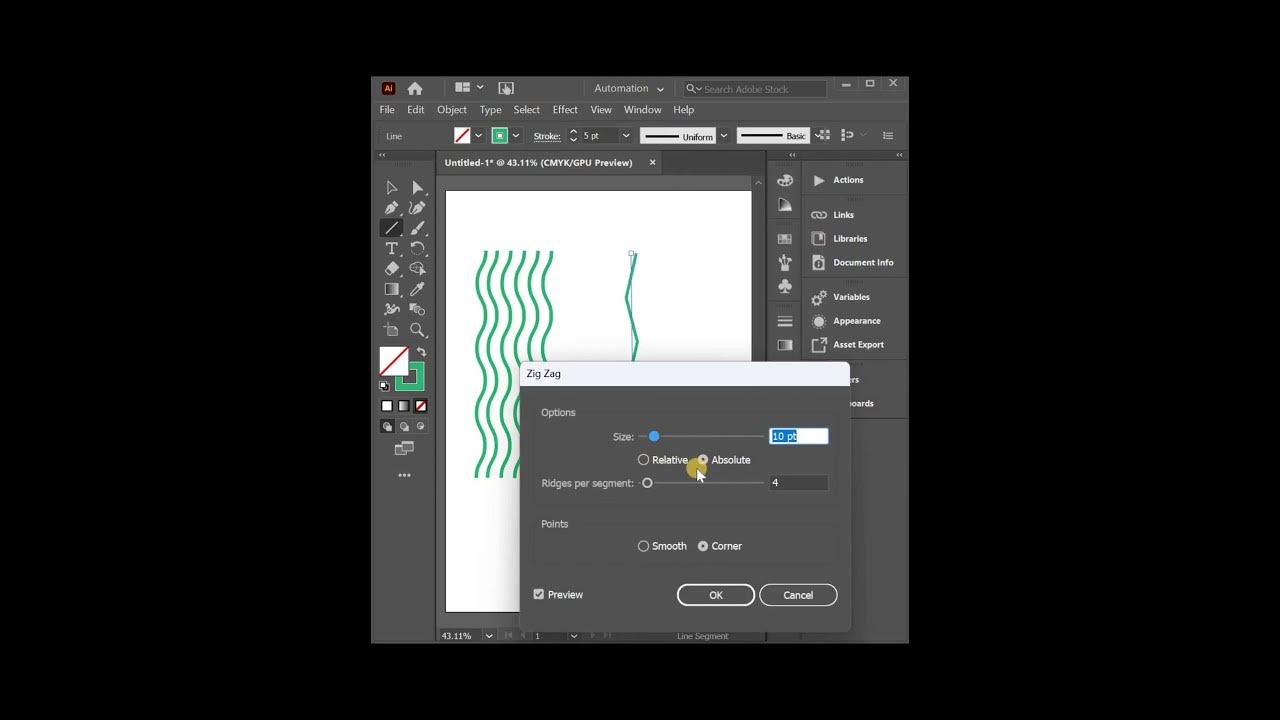 How to create zig zag line in illustrator | Adobe Illustrator #short ...