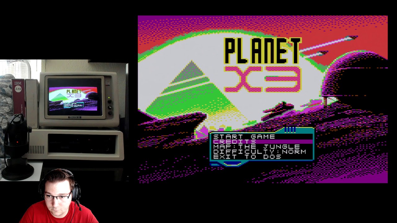 Planet X3 on IBM 5150 with Plantronics PC+ Colorplus - YouTube