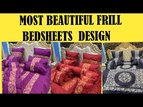 Most Beautiful frill bed sheet designs||Bridal Bed Sheets and parda ...
