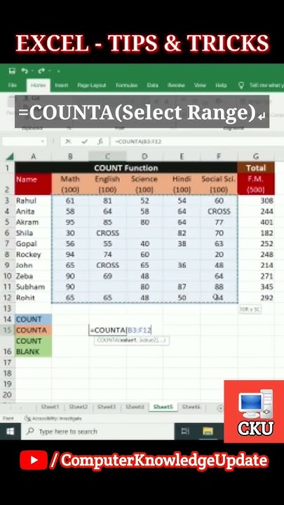 COUNT, COUNTA & COUNTBLANK FORMULA IN EXCEL - TIPS & TRICKS - YouTube