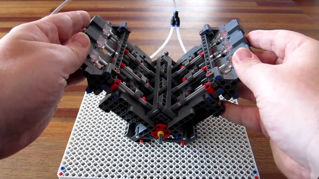 Lego Pneumatic Engine - Simple V6 (butch) - YouTube