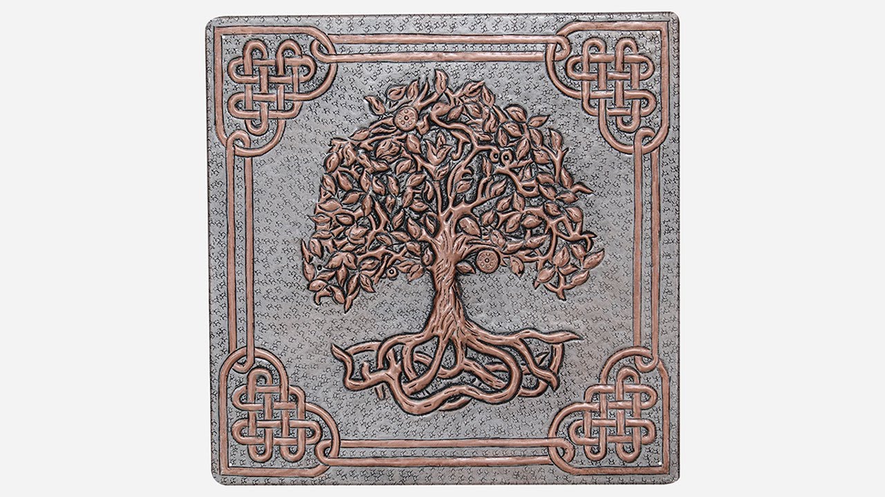 Copper Backsplash Panel (Tree of Life with Celtic Border, Silver&Copper ...