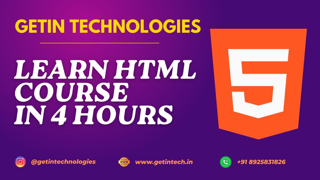 Learn HTML Full Course in 4 Hours | Tamil | Free Course with 100% Placements | Getin ...