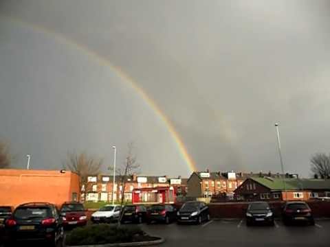 Massive rainbow over the Co-Op car park in Beeston, Leeds. - YouTube