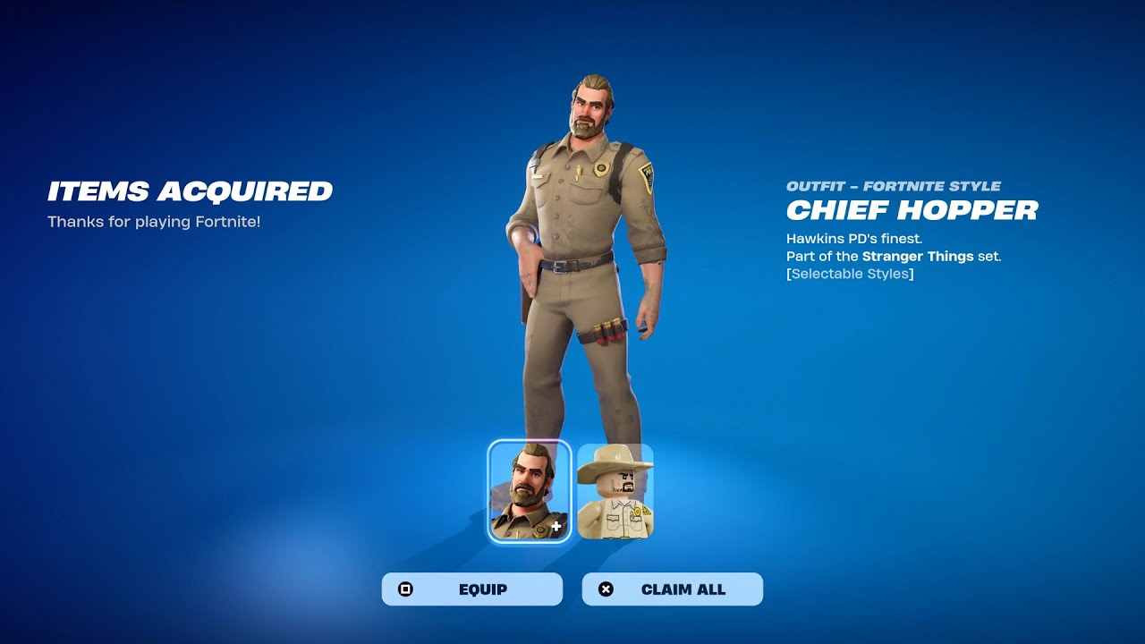 HOW TO GET CHIEF HOPPER SKIN NOW FREE IN FORTNITE! (STRANGER THINGS SKIN) Unlocked Lego Chief ...