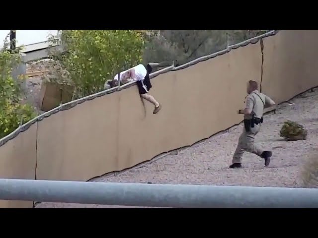 Funny Cop Jumping Fence From Alaska To Puerto Rico: Distance No