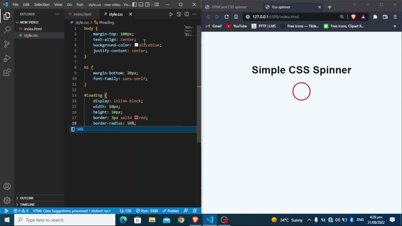 How To Create A Loading Spinner With Animations Html And Css Tutorial For Beginners