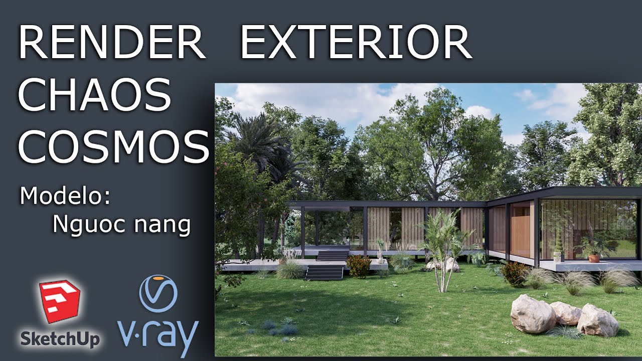 Chaos Cosmos RENDER EXTERIOR (SKETCHUP - SKATTER - VRAY 5) - YouTube