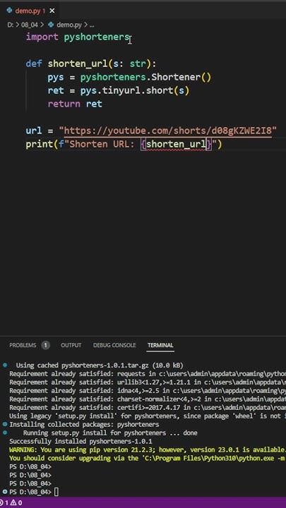 Easily Shorten URL link with Python #shorts #python #programming #easy - YouTube