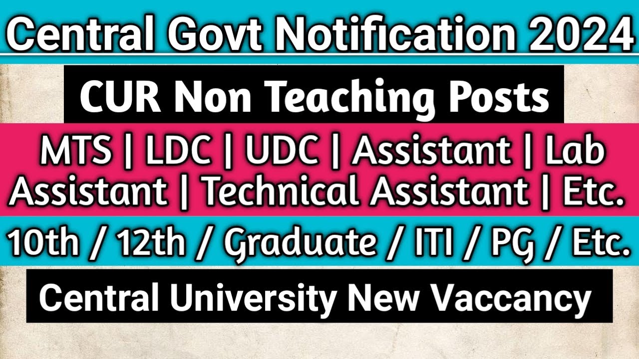 Central University Non Teaching Recruitment 2024 | CUR Non Teaching ...
