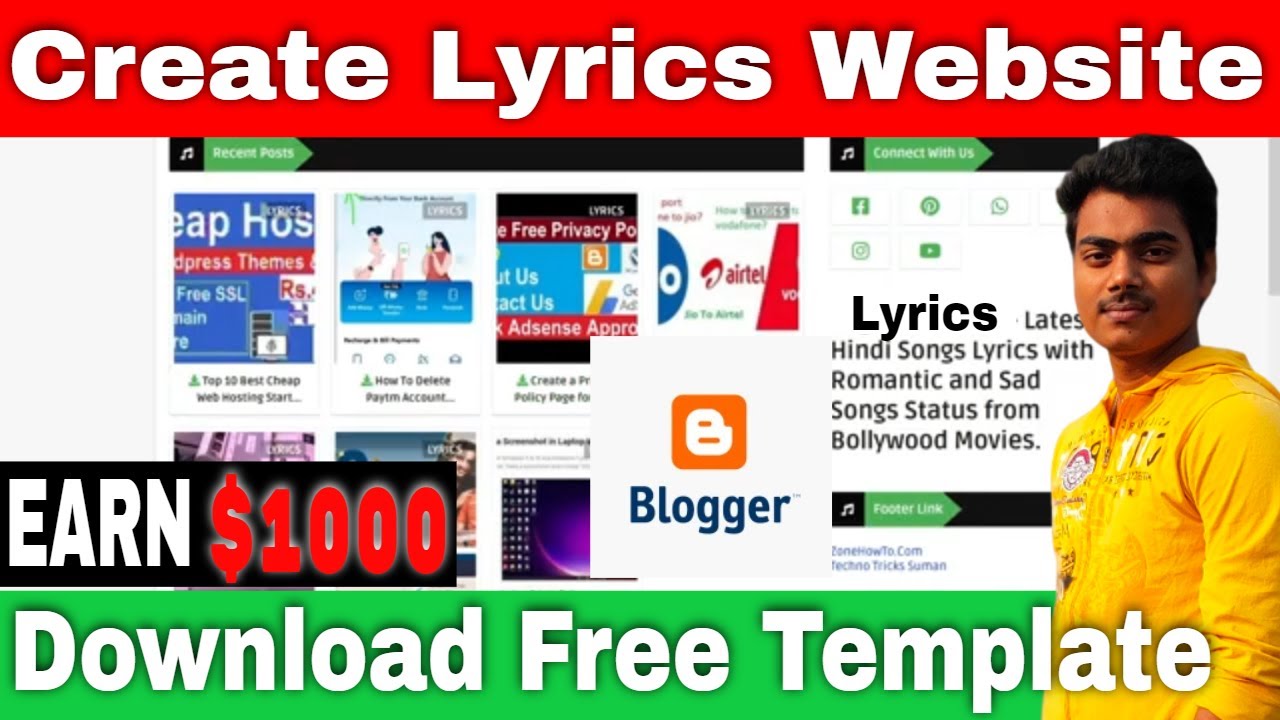 How to Create Free Lyrics Website in Blogger 2022 | Best Free Theme ...