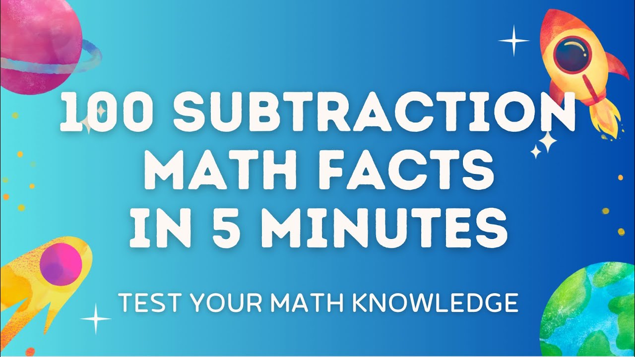 100 Subtraction Math Facts Flashcards in 5 Minutes - YouTube